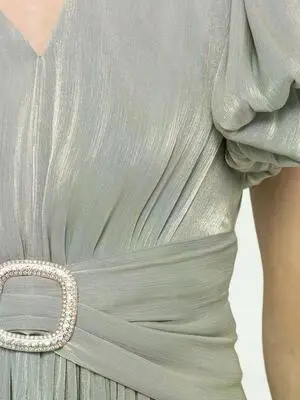 NISSA Crystal Detail Pleated Midi Dress