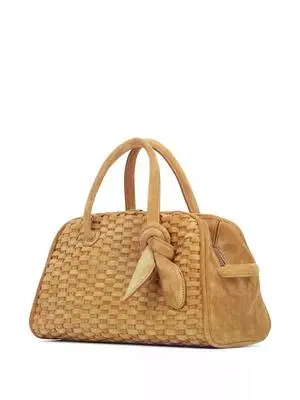 Jacquemus Woven Tote Bag With Knot Detail Neutrals