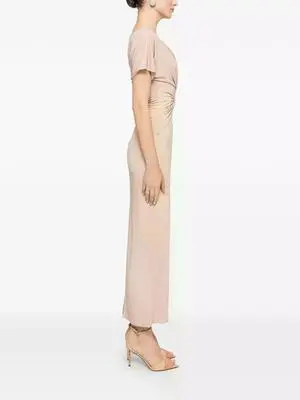 NISSA Glitter V-neck Maxi Dress - Neutrals