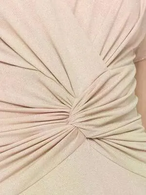 NISSA Glitter V-neck Maxi Dress - Neutrals