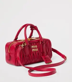 Miu Miu Nappa Leather Matelassé Arcadie Top-handle Bag - Red