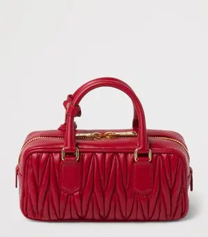 Miu Miu Nappa Leather Matelassé Arcadie Top-handle Bag - Red