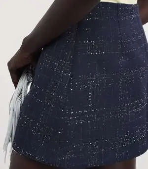 Maje Check Mini Skort With Metallic Threads