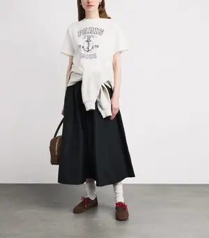 Maje Cotton T-shirt With Paris Slogan Print