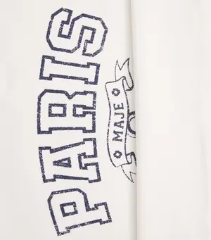 Maje Cotton T-shirt With Paris Slogan Print