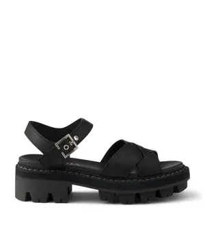 Prada Lambskin Platform Sandals - Black