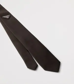 Prada Re-nylon Tie With Logo Plaque