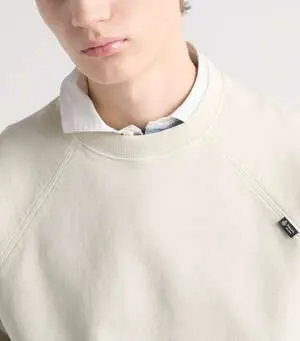 Prada Cotton Logo Tab Sweatshirt - Neutral