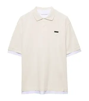 Prada Cotton Layered Polo Shirt - Neutral