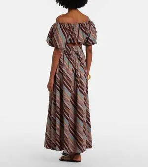 ADRIANA DEGREAS Striped Cotton-blend Maxi Skirt