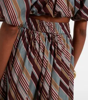ADRIANA DEGREAS Striped Cotton-blend Maxi Skirt