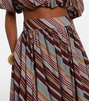 ADRIANA DEGREAS Striped Cotton-blend Maxi Skirt