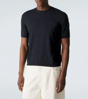 Moncler Silk And Cotton T-shirt - Blue