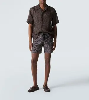 Brioni Printed Linen Bowling Shirt