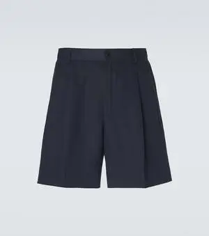 Brioni Linen And Cotton Shorts - Blue