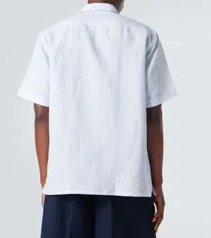 Brioni Striped Linen Bowling Shirt