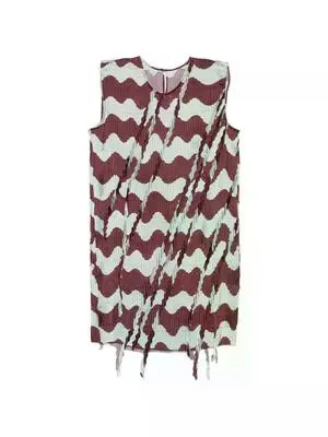 JNBY Pleated Mini Dress With Fringed Hem - Brown
