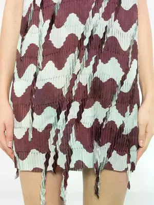 JNBY Pleated Mini Dress With Fringed Hem - Brown