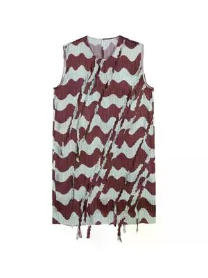 JNBY Pleated Mini Dress With Fringed Hem - Brown