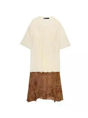 Bimba Y Lola Floral Details Midi Dress - Neutrals