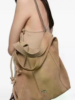Bimba Y Lola Chain Drawstring Shoulder Bag - Neutrals