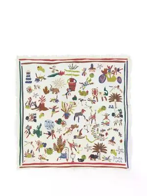 Bimba Y Lola Fringed Print Scarf - Neutrals