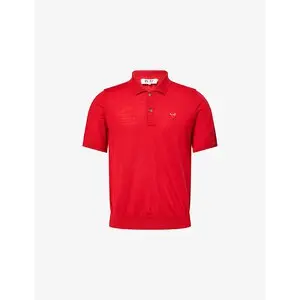 Play Comme Des Garcon Embroide-logo Wool-knit Polo Shirt - Red