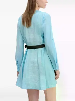 Desigual Buttoned Belted Mini Dress - Blue