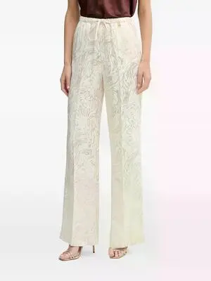 SILVIAN HEACH Patterned Drawstring Palazzo Trousers - Neutrals