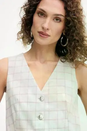 MORGAN Checked V-neck Vest