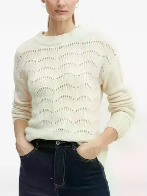 MORGAN Patterned Knit Jumper - White