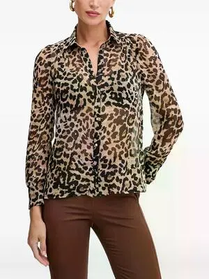 MORGAN Clion Leopard Print Button-down Shirt - Neutrals