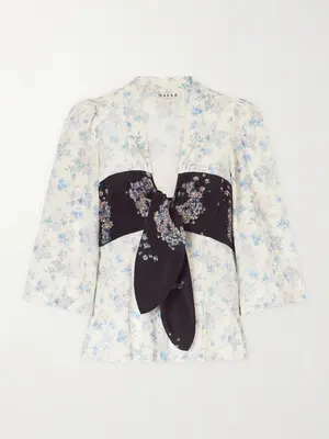 Maison Mayle Kazu Floral-print Silk Top - Multi