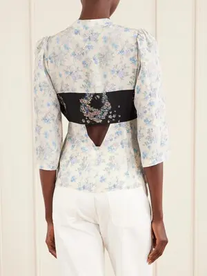 Maison Mayle Kazu Floral-print Silk Top - Multi