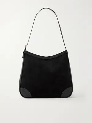 NILI LOTAN Abbey Leather-trimmed Suede Shoulder Bag - Black