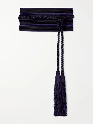 Le Sundial Vesper Tasseled Striped Cord Belt - Black