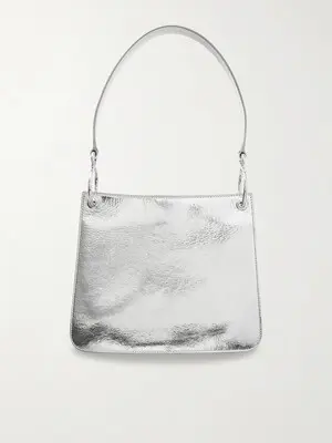 JIL SANDER Otto Small Metallic-leather Shoulder Bag - Gray