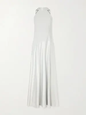 Solace London Cece Cape-effect Gown - Silver