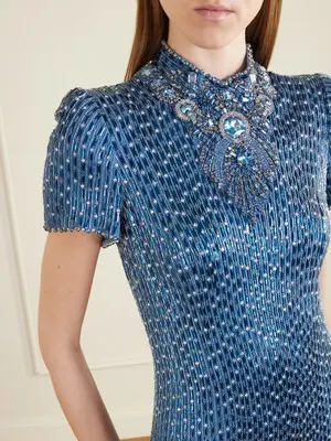 Jenny Packham Amber Cape-effect Embellished Crepe Gown