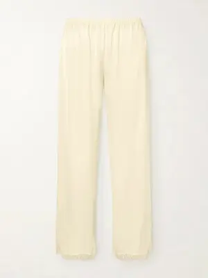 Faithfull The Brand Adnina Lace-trimmed Wide-leg Satin Trousers - Yellow