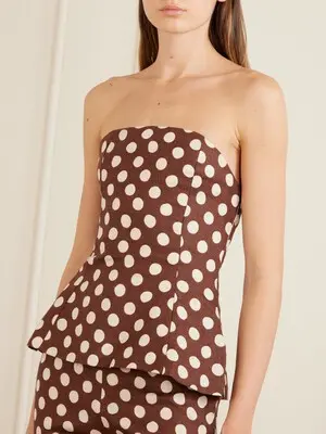 Faithfull The Brand Petro Strapless Polka-dot Linen Top - Brown