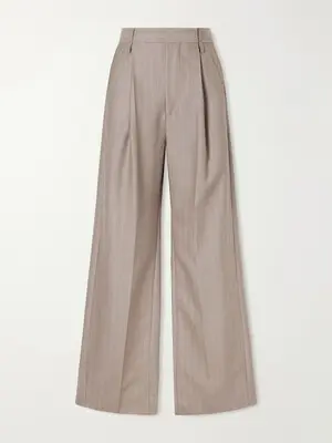 Victoria Beckham Pleated Wool Wide-leg Trousers