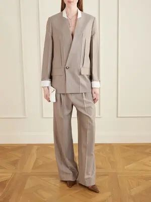 Victoria Beckham Pleated Wool Wide-leg Trousers
