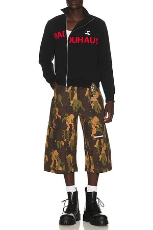 SPENCER BADU Camouflage Slashed Cargo Shorts