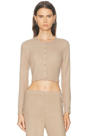 LESET Lauren Cropped Cardigan - Sable