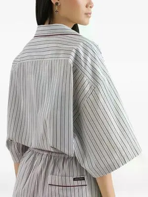 Dolce & Gabbana Striped Poplin Shirt With Contrast Piping - Grey
