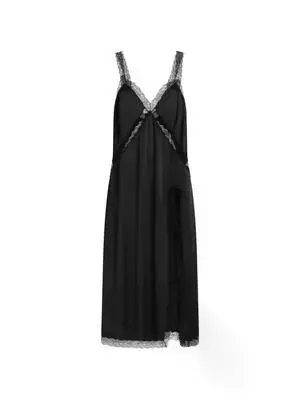 Dolce & Gabbana Lace-trimmed V-neck Midi Dress - Black