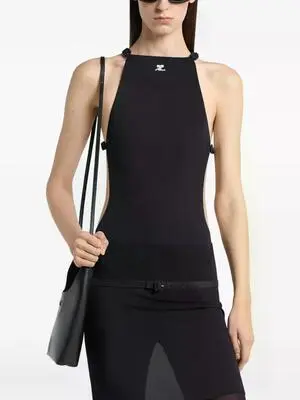 COURREGES Cut-out Halterneck Swimsuit - Black