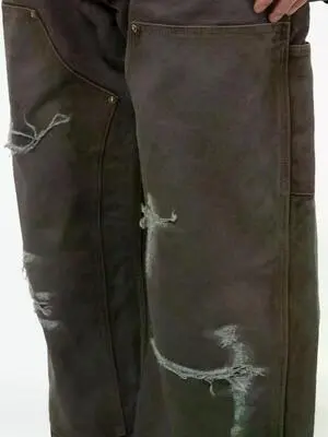 KAMIYA Distressed Cotton Straight-leg Trousers