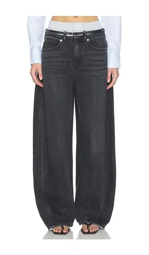 Alexander Wang Prestyle Blow Up Jeans With Leather Belt And Boxer Detail - Black